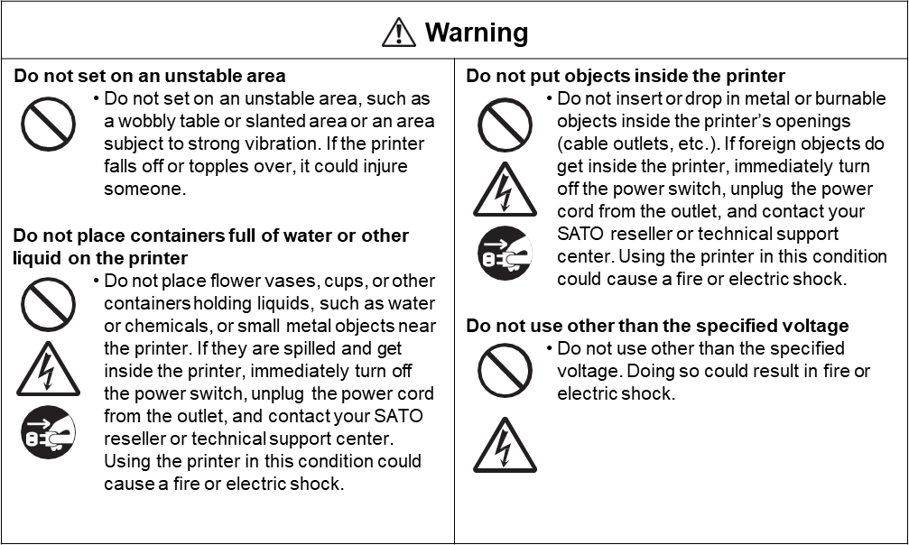 S8x-ex Safety Precautions – SATO Help Center